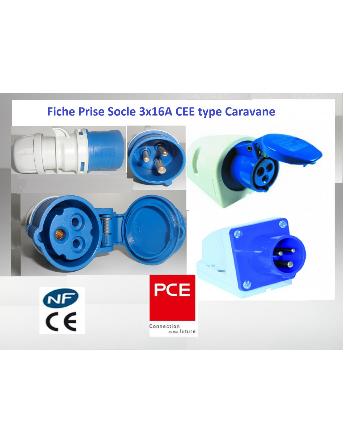 Prise mâle CEE monophasé 3 x 16A marque PCE