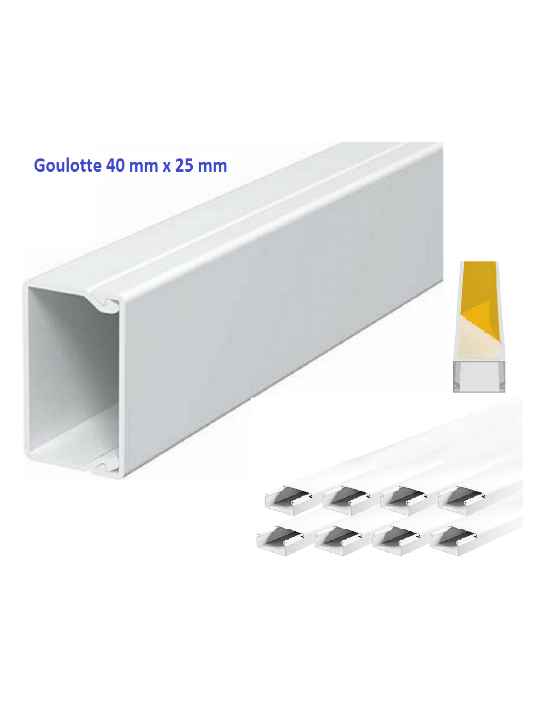 8 m Goulotte moulure électrique PVC 40 mm x 25 mm Blanc -Autocollante ...