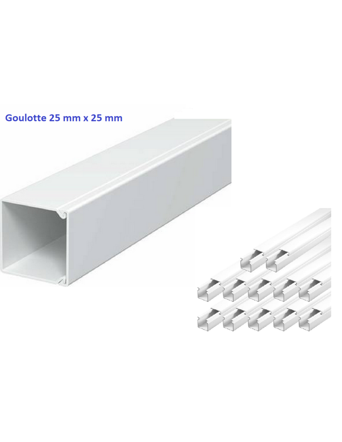 12 m Goulotte moulure électrique PVC 25 mm x 25 mm Blanc -Autocollante ...