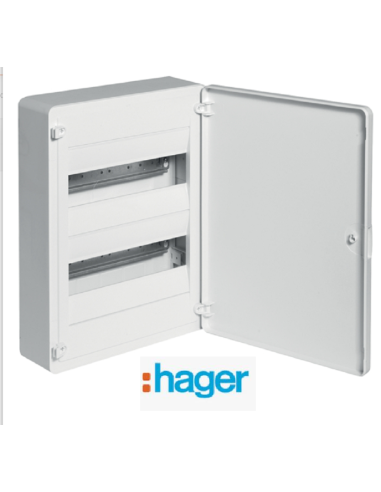 Coffret électrique montage apparent 24 modules 2 rangées + porte pleine ...