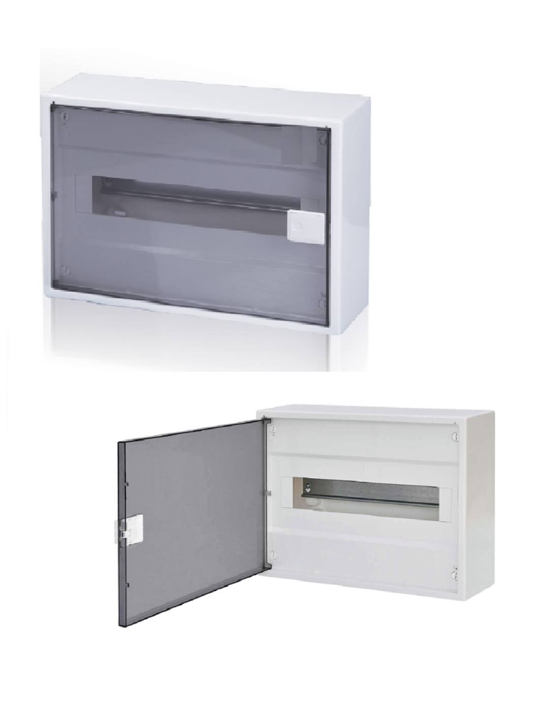 Coffret électrique APPARENT 13 modules 1 rangée avec porte translucide avec Borniers