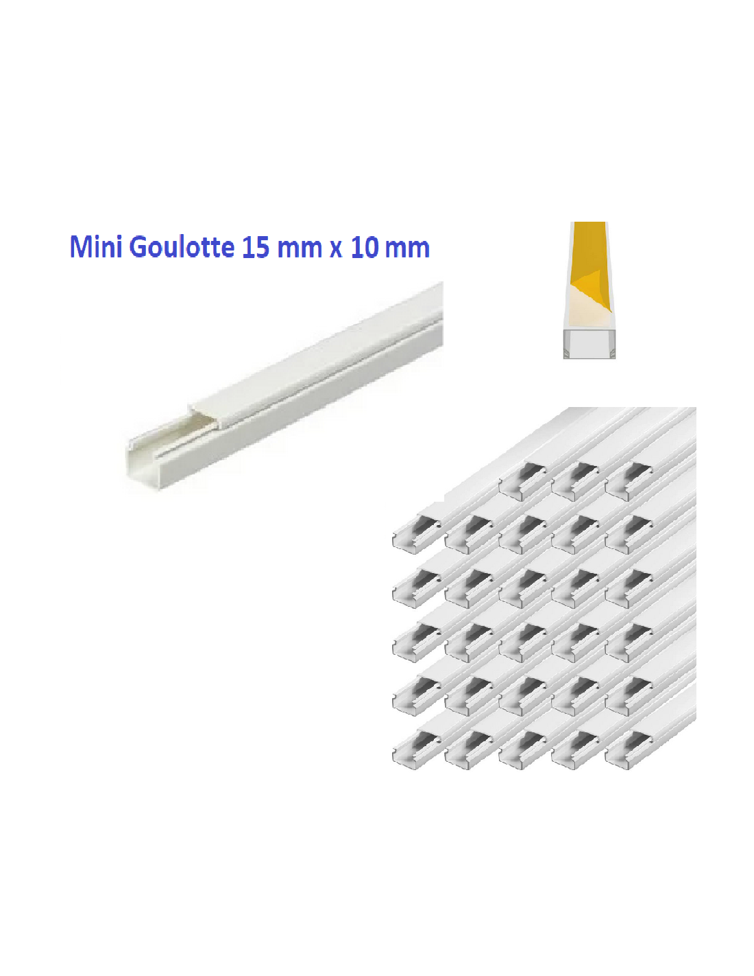 28 m Mini Goulotte moulure électrique PVC 15 mm x 10 mm Blanc ...
